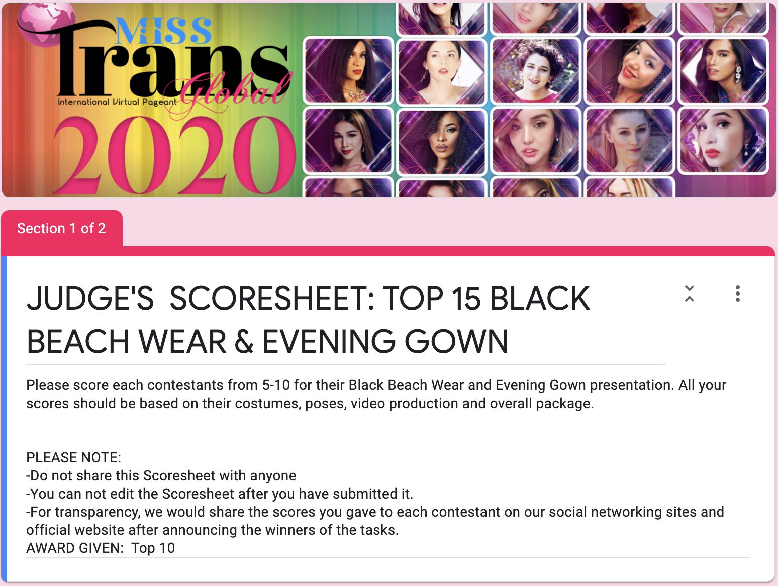 MTG 2020 RESULTS - Miss Trans Global™